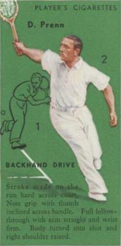 1936 Player's Cigarettes Tennis - Daniel Prenn #24 Backhand Drive for ...