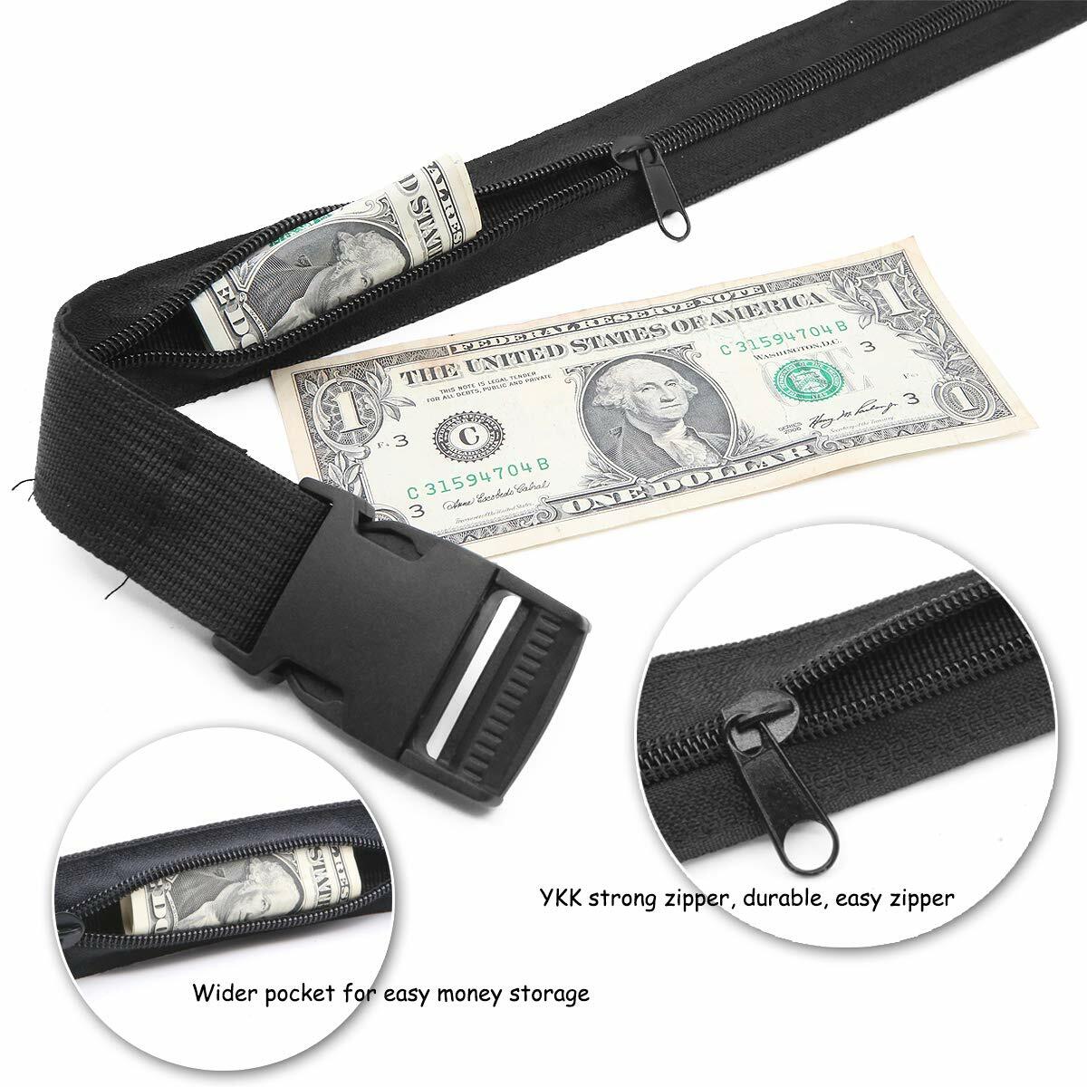 Secret Money Belt Hidden Wallet Running Belt Travel Safety Waist Holder ...