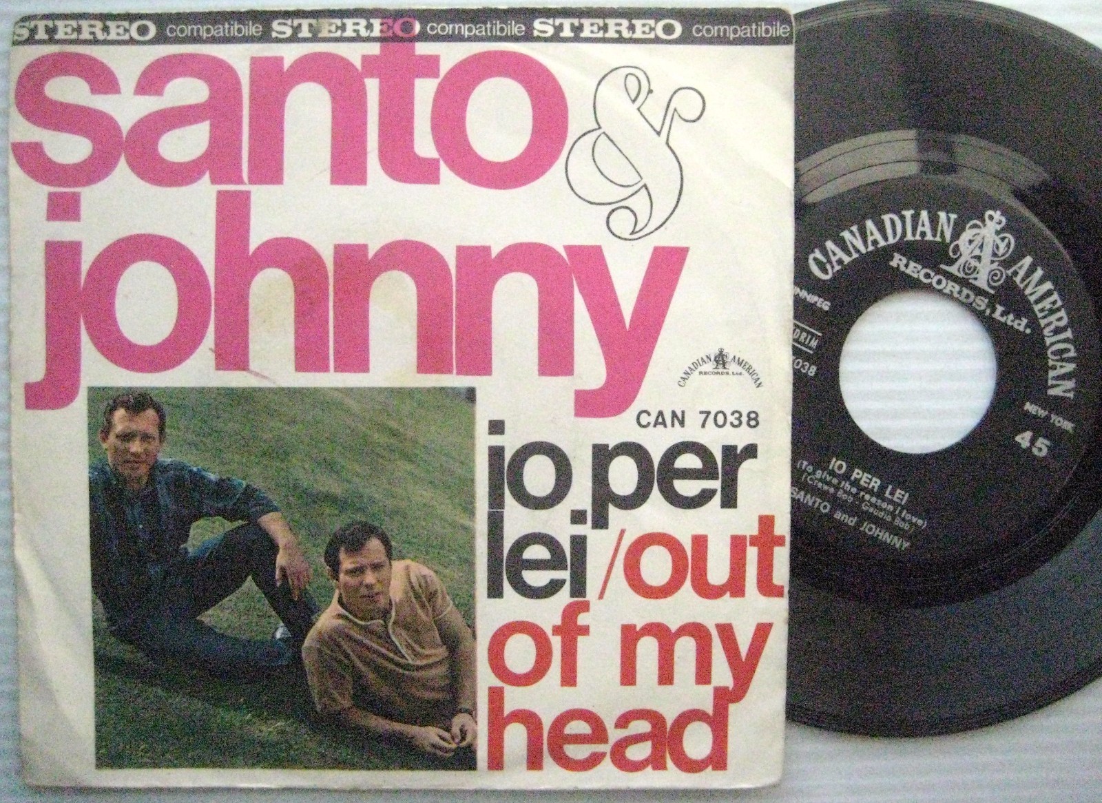 SANTO & JOHNNY Io Per Lei Out Of My Head STEREO Picture Sleeve ...