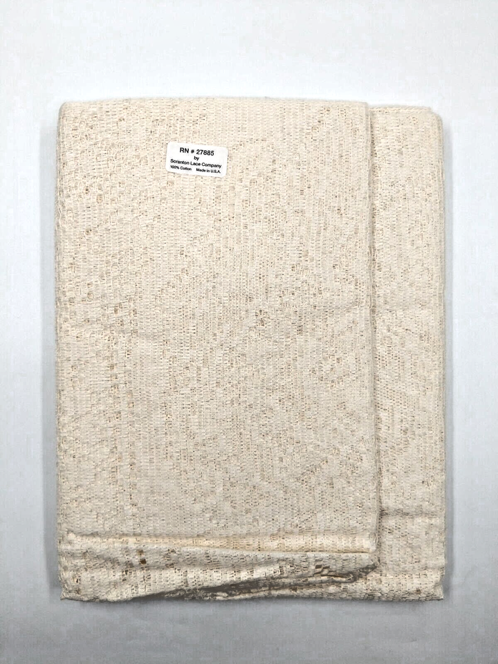 Vtg Scranton Lace Company ‘Hyde Park' Nottingham Lace Tablecloth 60" x ...