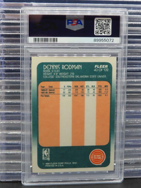 1988-89 Fleer Dennis Rodman Rookie Card RC #43 PSA 8 Pistons | eBay