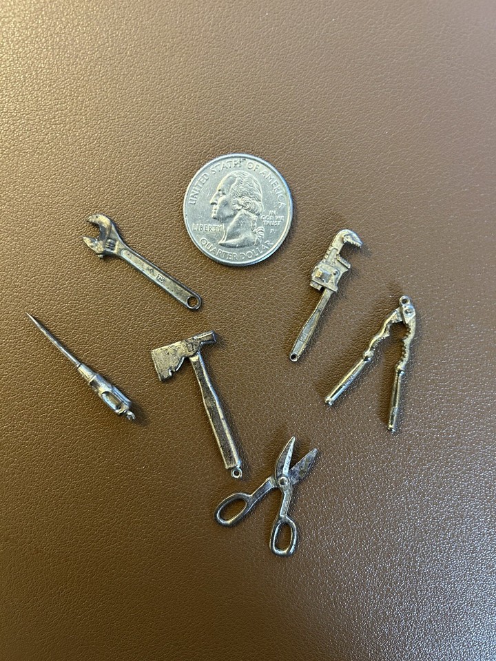 Intercast 6 Piece Miniature Tool Charm Set - Vintage, Gold Tone (Set of ...