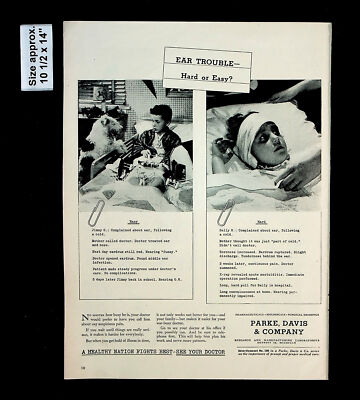 1944 Parke, Davis & Co Medical Products Ear Trouble Kids Vintage Print ...
