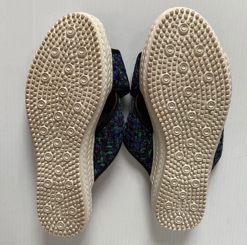 Bernie Mev Multi Blue Green Basket Weave Slide Slip On Open Back ...