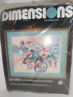 Dimensions Cross Stitch Floral Fantasy Needle 2316 VTG Barbara Mock USA ...