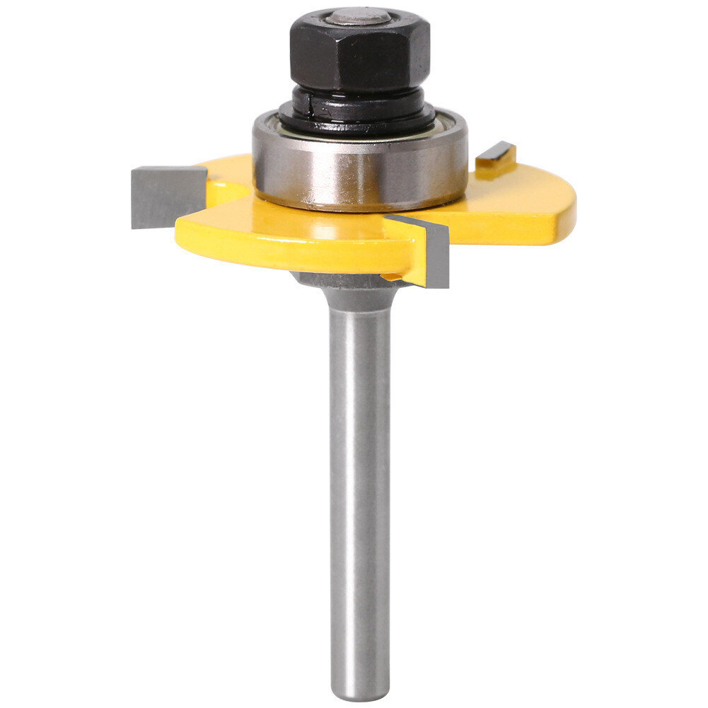 1/4'' Shank Tongue and Groove Router Bit Set w/ 45° Lock Miter Joint ...