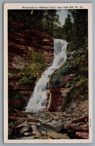Vintage Oak Hill, West Virginia Waterfalls on Midland Trail Linen Postcard 1413 | eBay
