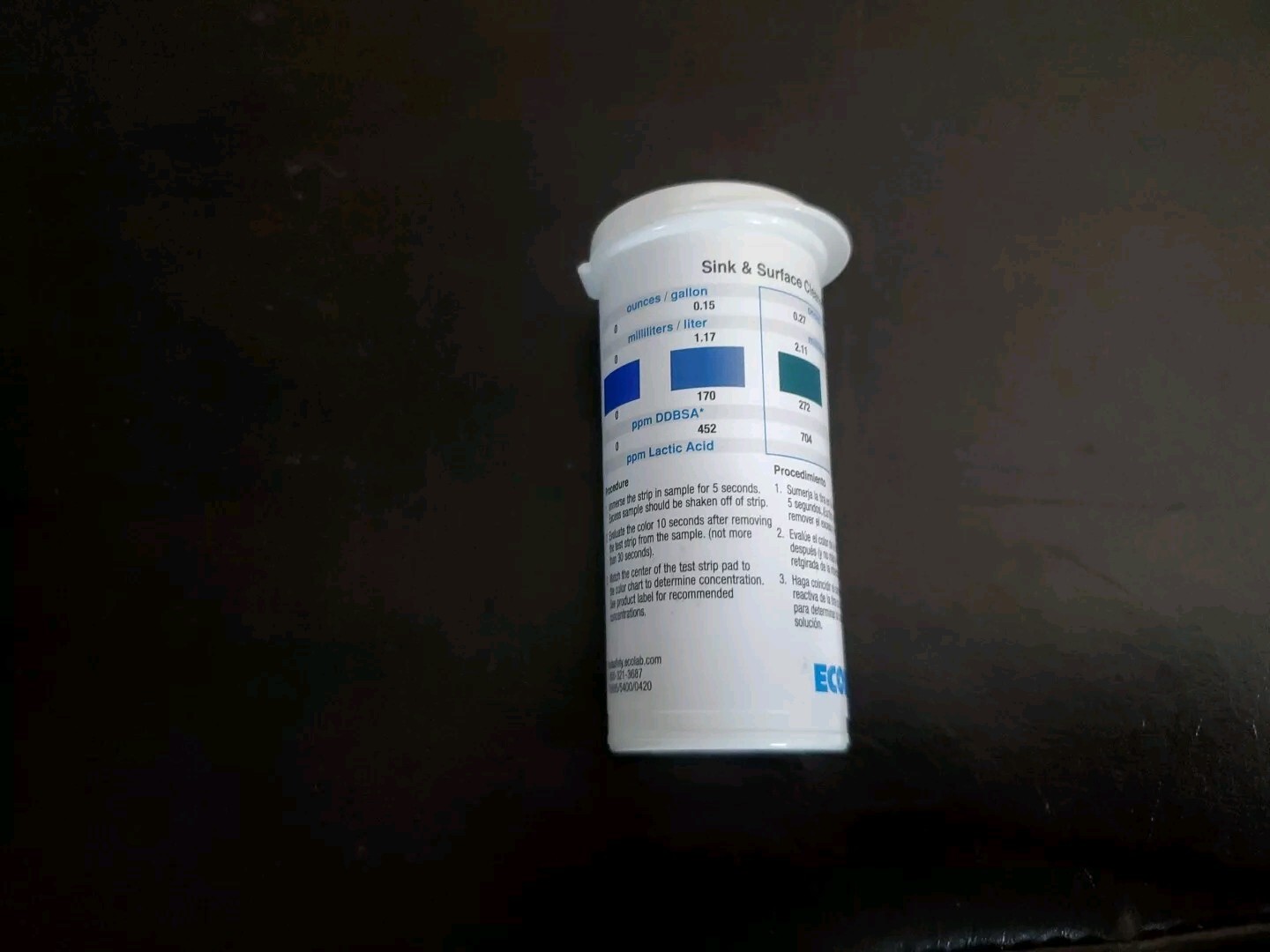 Ecolab 53002284 Sink/Surface Sanitizer Test Strip - 100 / JR for sale ...