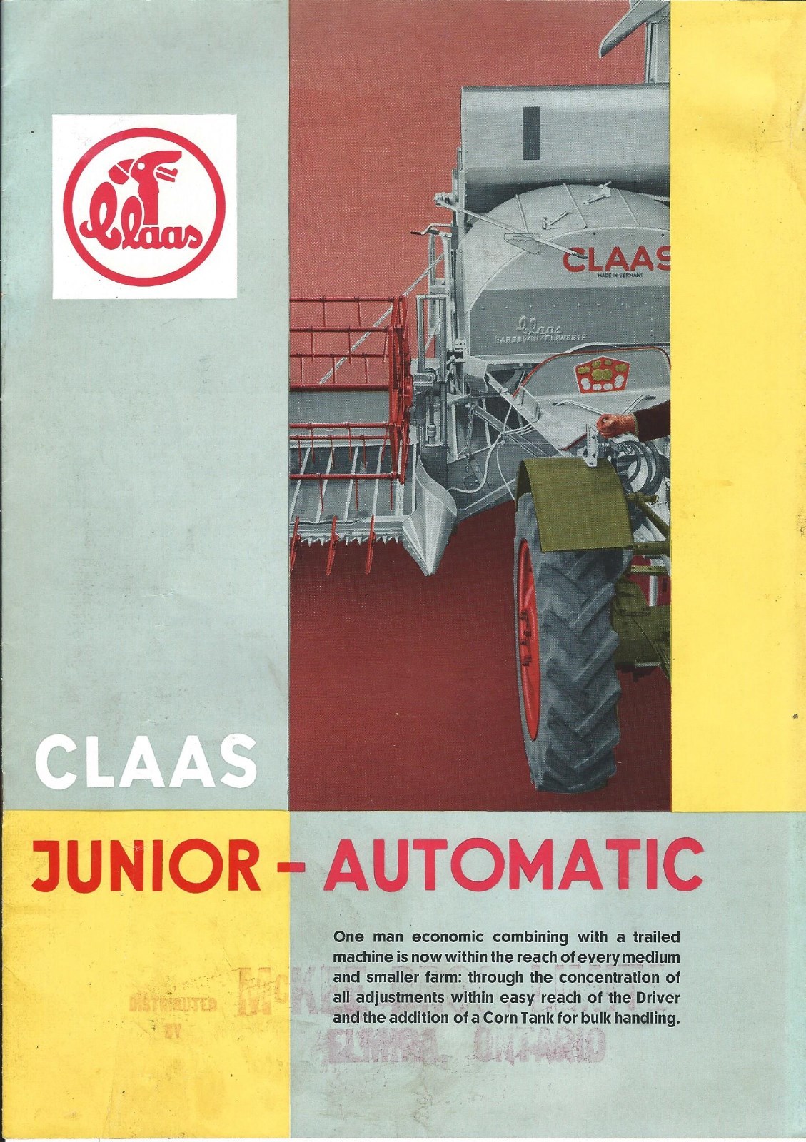 Farm Combine Brochure - Claas - Junior-Automatic - 1960 (F5209) | eBay