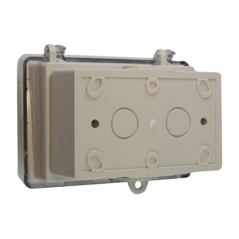 GPO Double Power Point + Weatherproof Clear Lid Box Lock Waterproof ...