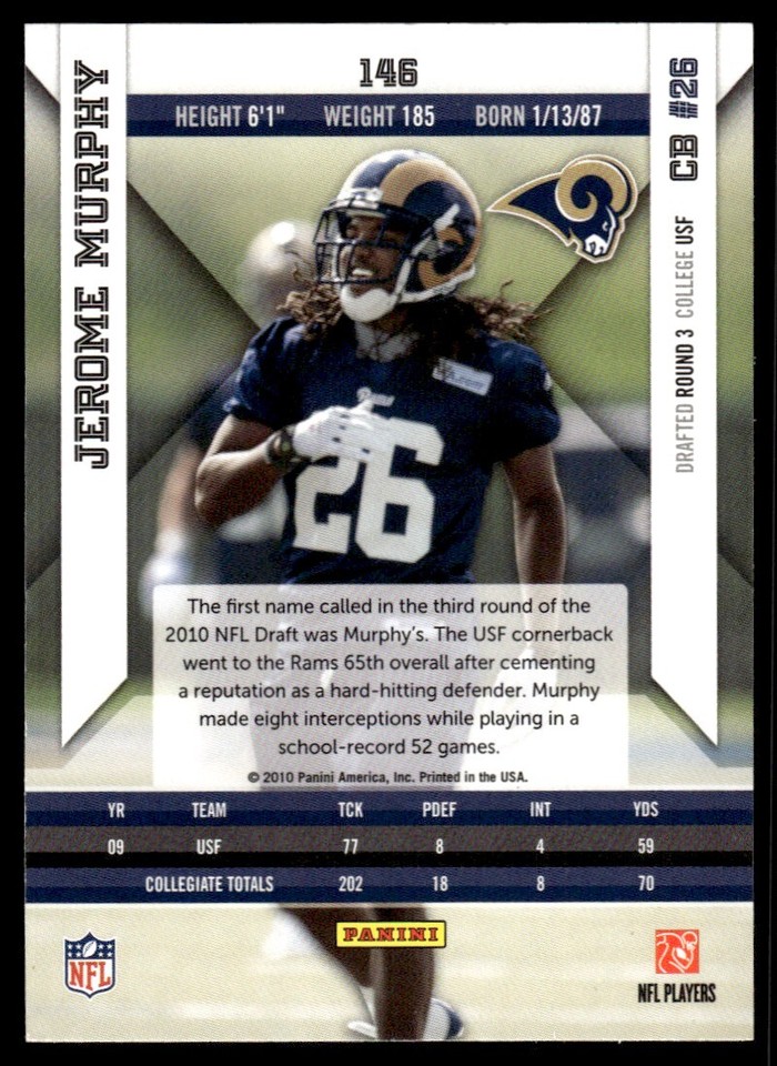 2010 Panini Epix Jerome Murphy Rookie St. Louis Rams #146 | eBay