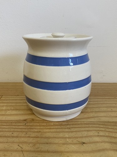 Staffordshire Pottery Chefware Blue and White Striped Pot | eBay