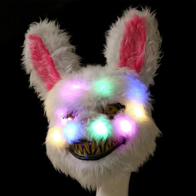 Halloween Scary Mask Rabbit Bunny Mask Bloody Plush Animal Head Mask ...