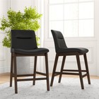 Helena Mid Century Modern Black Leather Counter Stool (Set of 2) | eBay