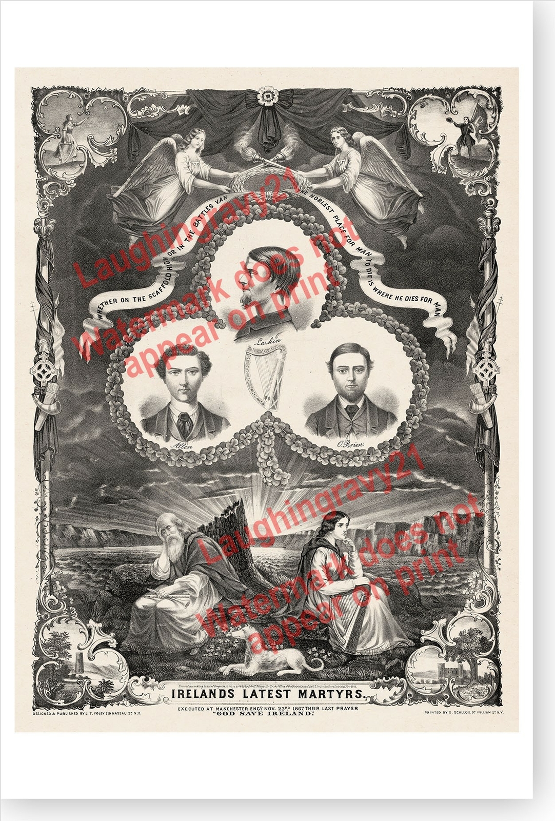 Irelands Latest Martyrs Irish Retro 1869 Fenian Martyrs Poster Version ...
