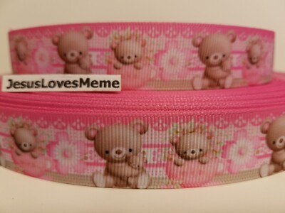 Grosgrain Ribbon Teddy Bears Baby Showers Pink Girl Diaper Cake Ribbon ...