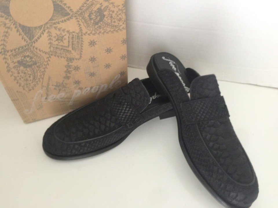 Free People Rowan Penny Loafer Mule Suede Black 40 (9-9.5) | eBay