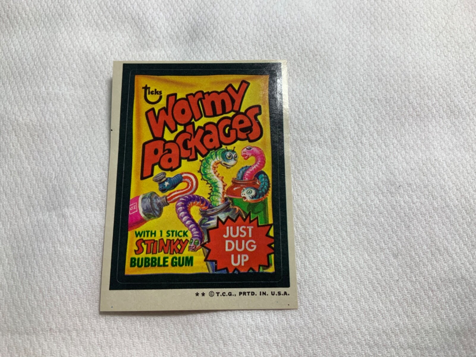 1973 Topps Wacky Packages Wormy Packages Series 4 Sticker Tan Back ...