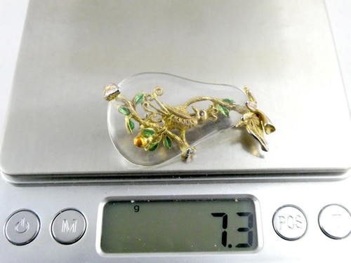 Tancer II Goldtone Partridge in a Pear Tree under Lucite Pin Brooch ...