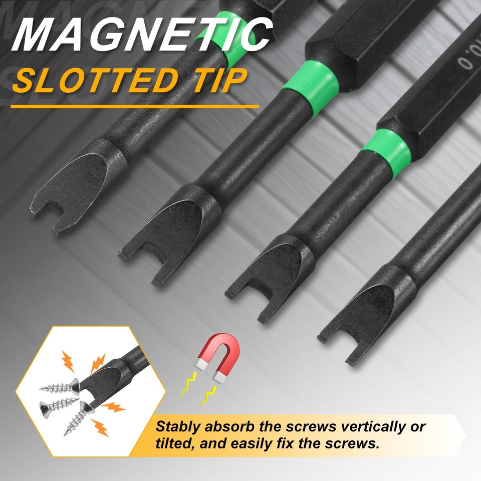 3pcs U Shaped Screwdriver Bit 2.76" U4 Magnetic Power Tools with 1/4 ...