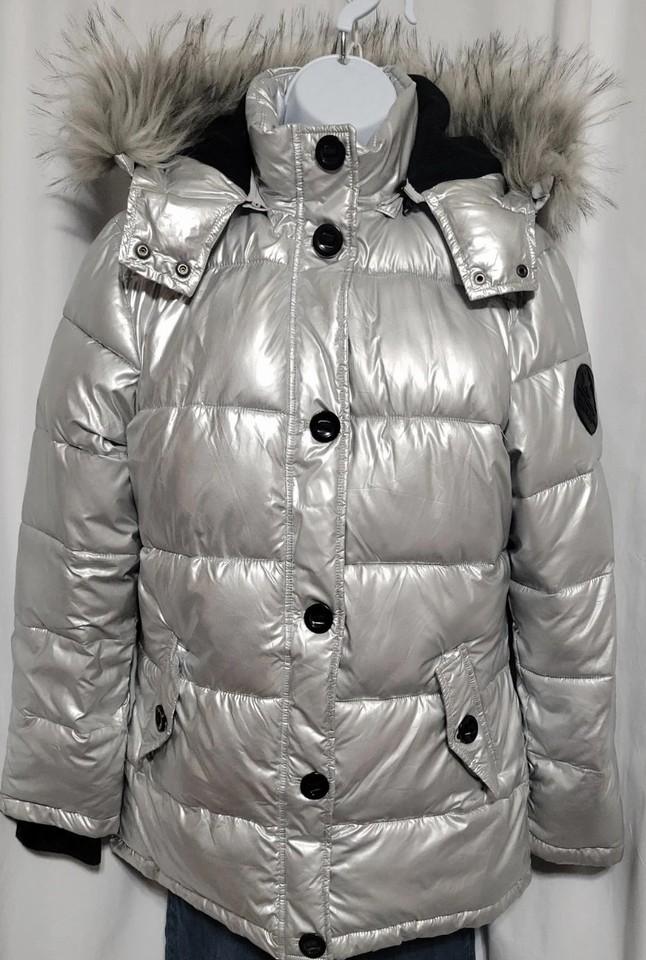 Diesel Puffer Jacket Children's Silver/Gray, Size 16, Hooded Insulated ...