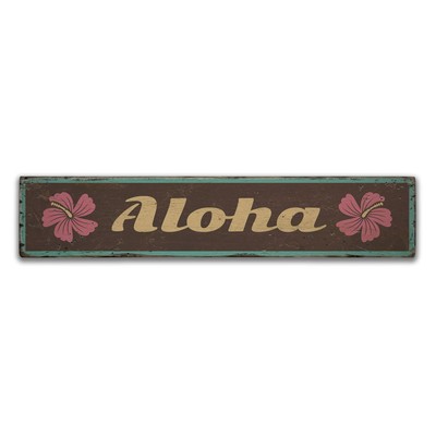Aloha Vintage Distressed Sign, Personalized Wood Sign | eBay