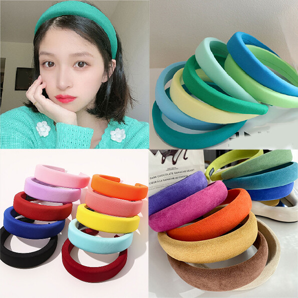 Women's Thick Sponge Padded Headband Hairband Solid Color Hair Band ...
