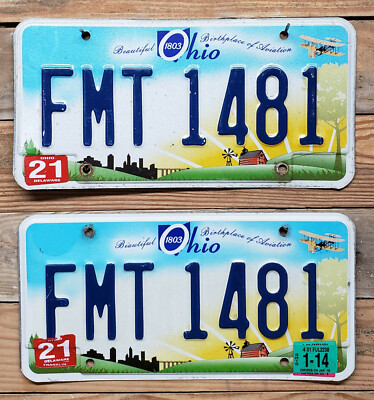 Ohio Expired 2014 Farm/Skyline Base License Plate ~ FMT 1481 ~ Embossed ...