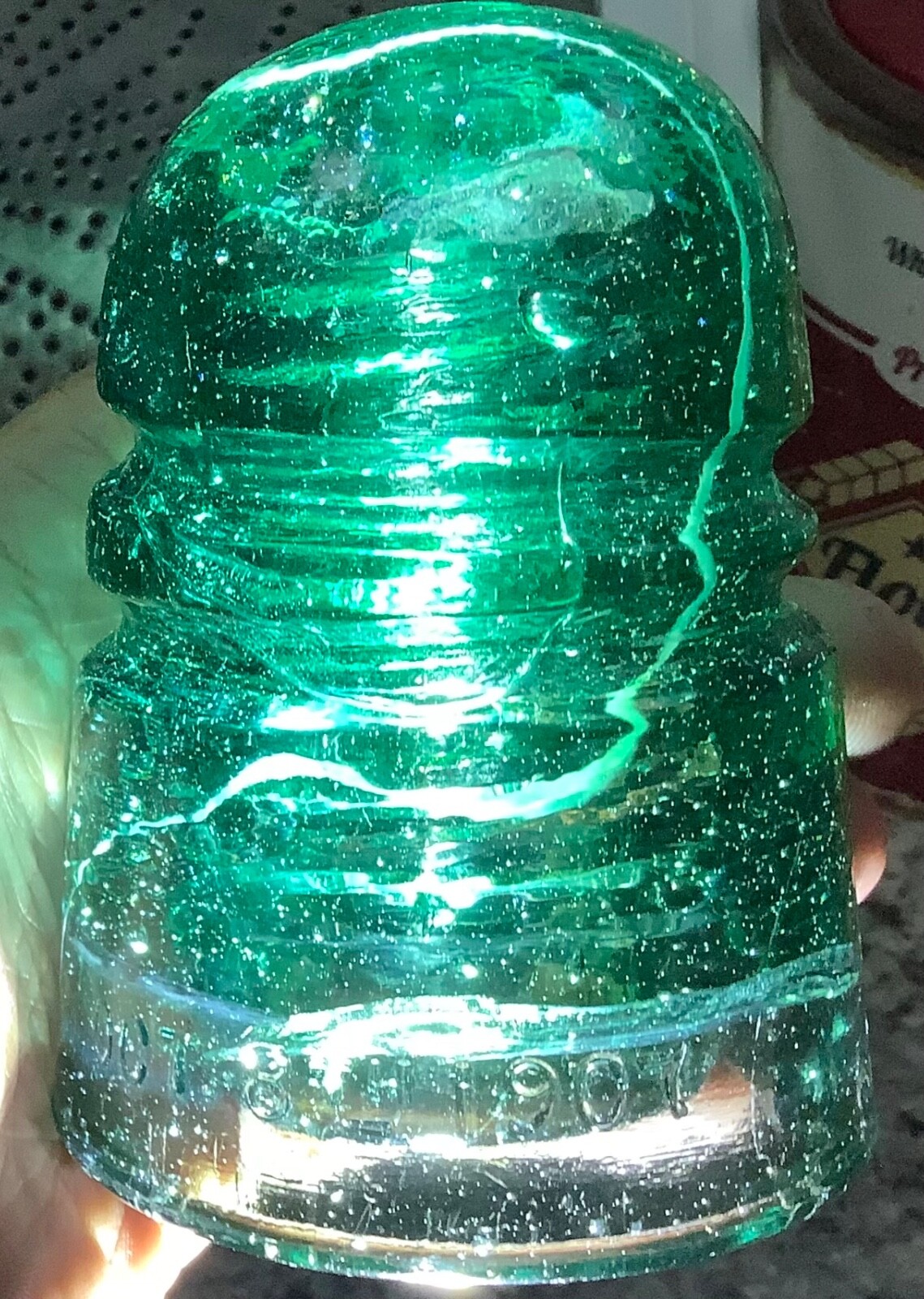 Incredible Over One FOOT LONG MILK STREAK Spiral Glass Insulator incredible-over-one-foot-long-milk-streak-spiral-glass-insulator