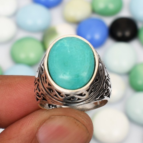 Turquoise Gemstone 925 Sterling Silver Men's Ottman Ring Jewelry Gift ...