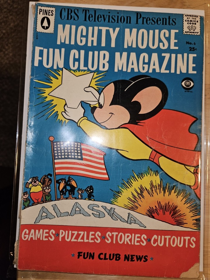 3 Vintage 1950s PINES COMICS Mighty Mouse Fun Club Magazine issues 1, 4 ...