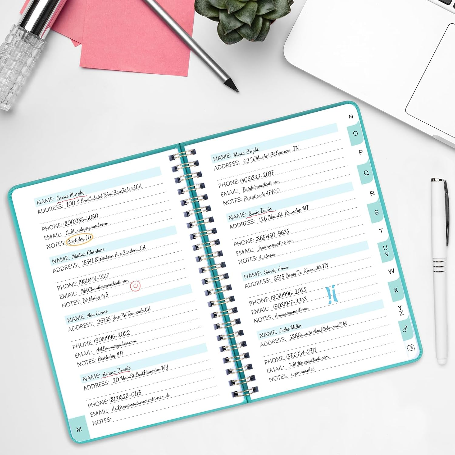 Address Book with Alphabetical Tabs, Hardcover Phone Book Password ...