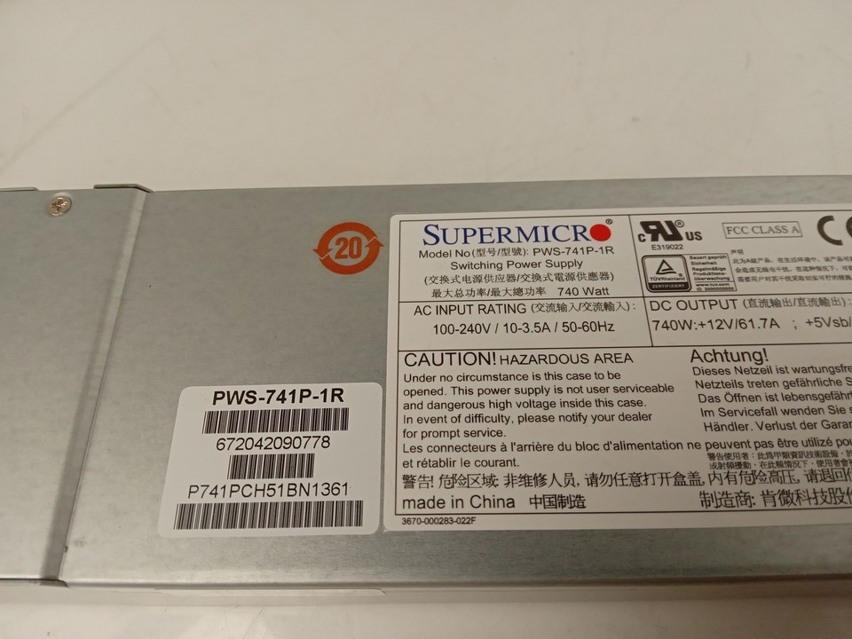 SuperMicro PWS-741P-1R 740W 1U Platinum Server Power Supply Unit | eBay UK