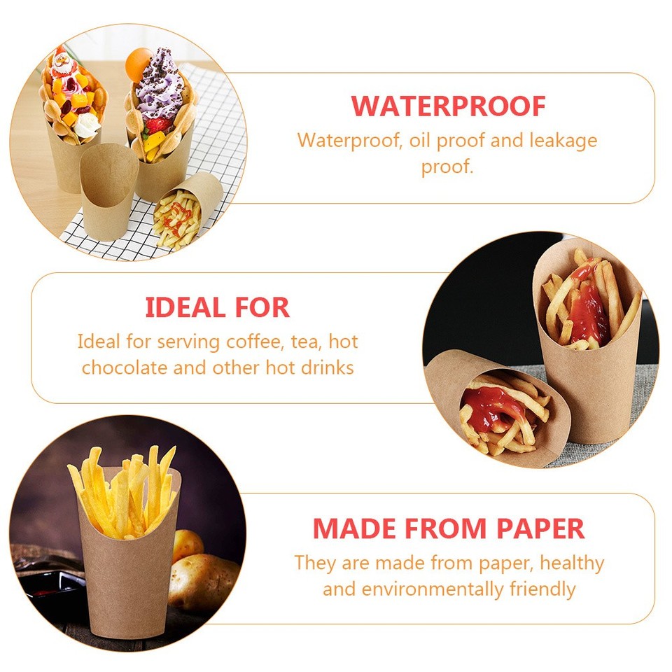 50 Pcs Small Snack Bags Packaging French Fries Paper Holder Chips ...