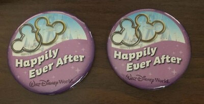 (2) DISNEY WORLD Just Married/Anniversary Happily Ever After Pins ...