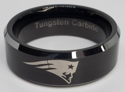 New England Patriots Ring 8mm Black Tungsten Ring #patriots #nfl Size 9 ...