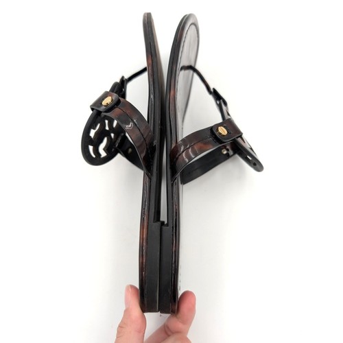 Tory Burch Miller Tortoise Shell Patent Leather Sandals Women's Size ...