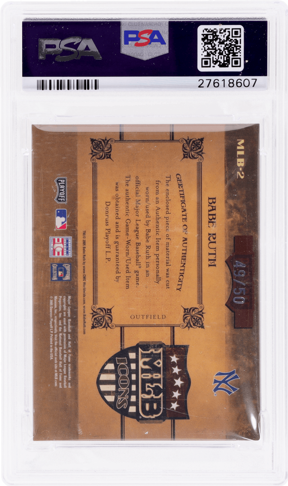 2005 Prime Cuts Babe Ruth MLB Icons Material Jersey Position #MLB2 /50 PSA 8 | eBay