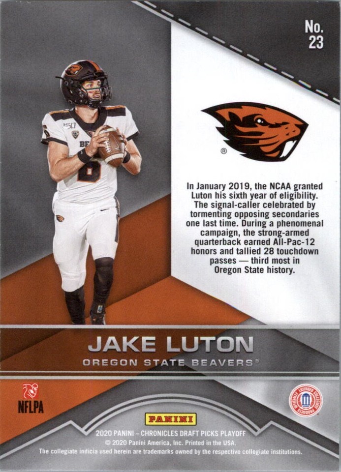 2020 Playoff Draft Picks #23 Jake Luton - FB | eBay
