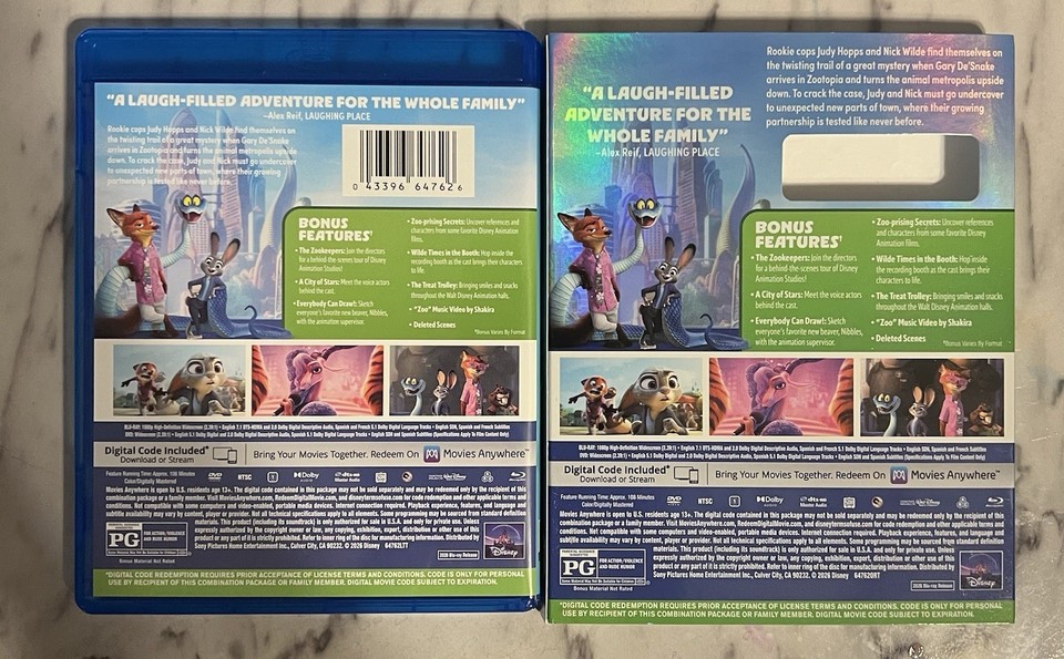 Disney's ZOOTOPIA 2 2025 BLU-RAY & DVD W/Slipcover NO DIGITAL CODE | eBay