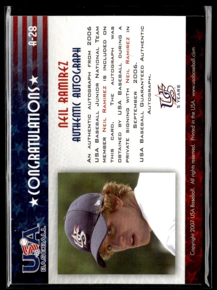 Neil Ramirez 2007 USA Baseball National Signatures Auto /595 #A-28 USA ...