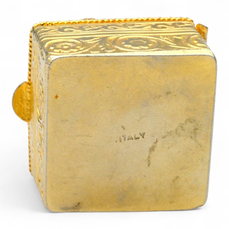 VINTAGE MICRO-MOSAIC FLORAL MINI JEWLERY BOX YELLOW GOLD-PLATED | eBay