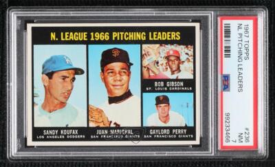 1967 Topps Sandy Koufax Juan Marichal Bob Gibson Gaylord Perry #236 PSA ...