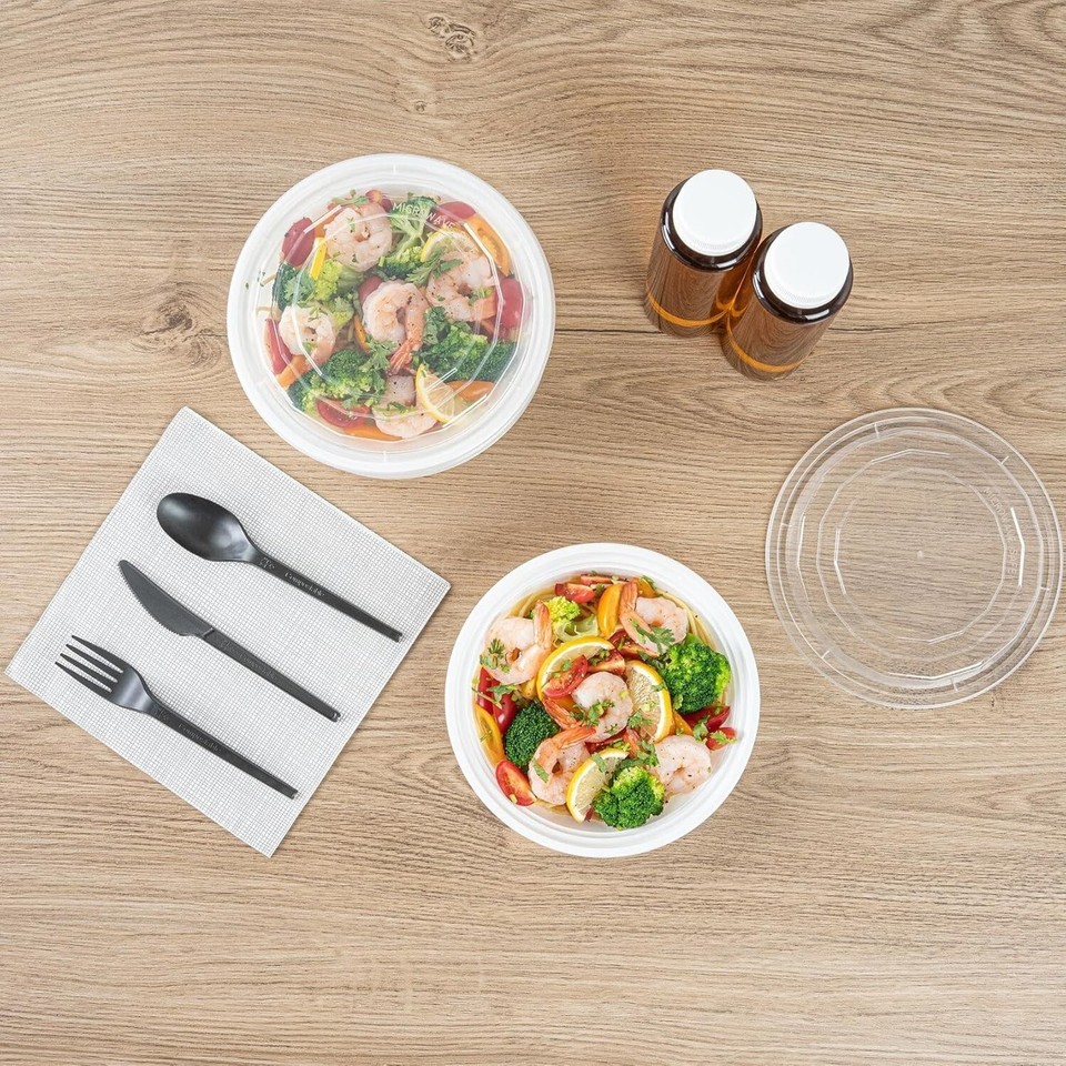 150 Pack 16 oz Round Plastic To Go Food Storage Containers with Lids ...