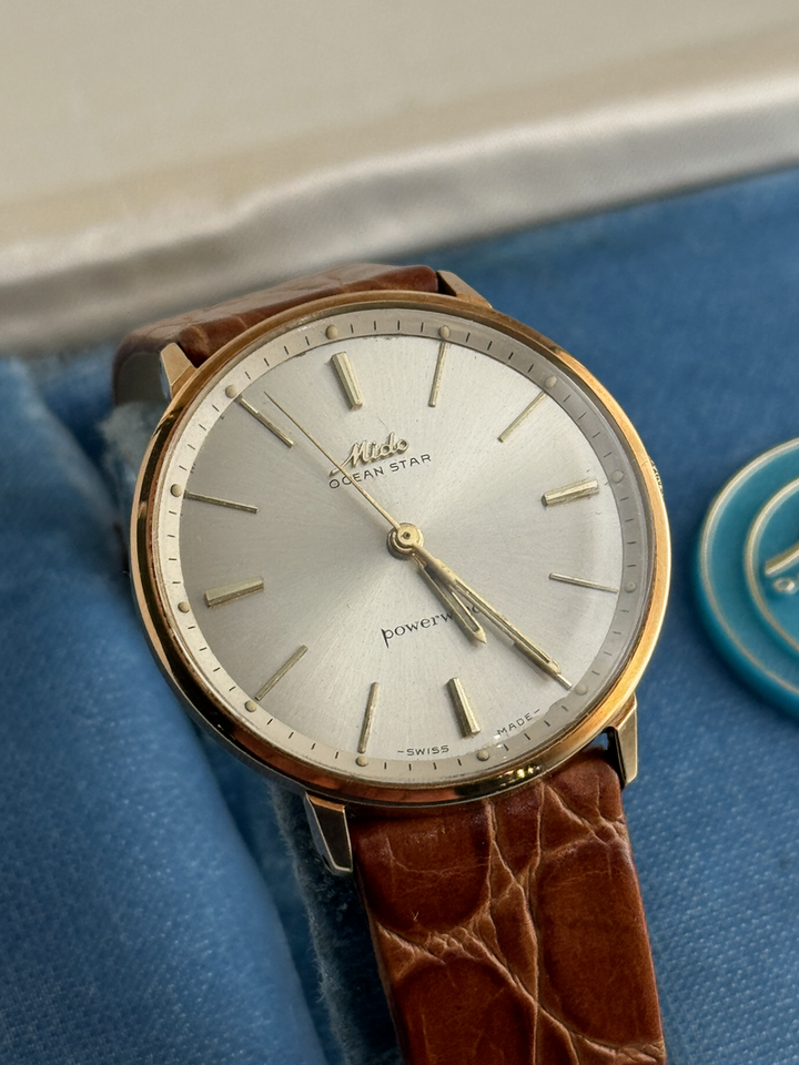Mido Ocean Star Powerwind Solid 14k Gold Automatic 1960's Full Set ...