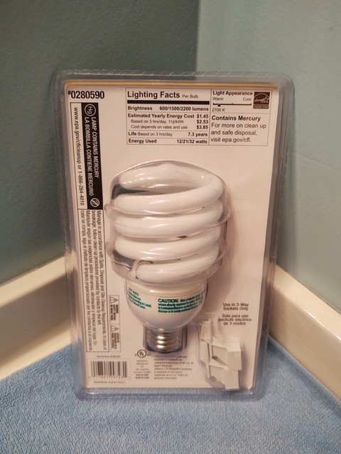 Utilitech 3 Three Way CFL Light Bulb 12/21/32w 50/100/125w Replacement ...