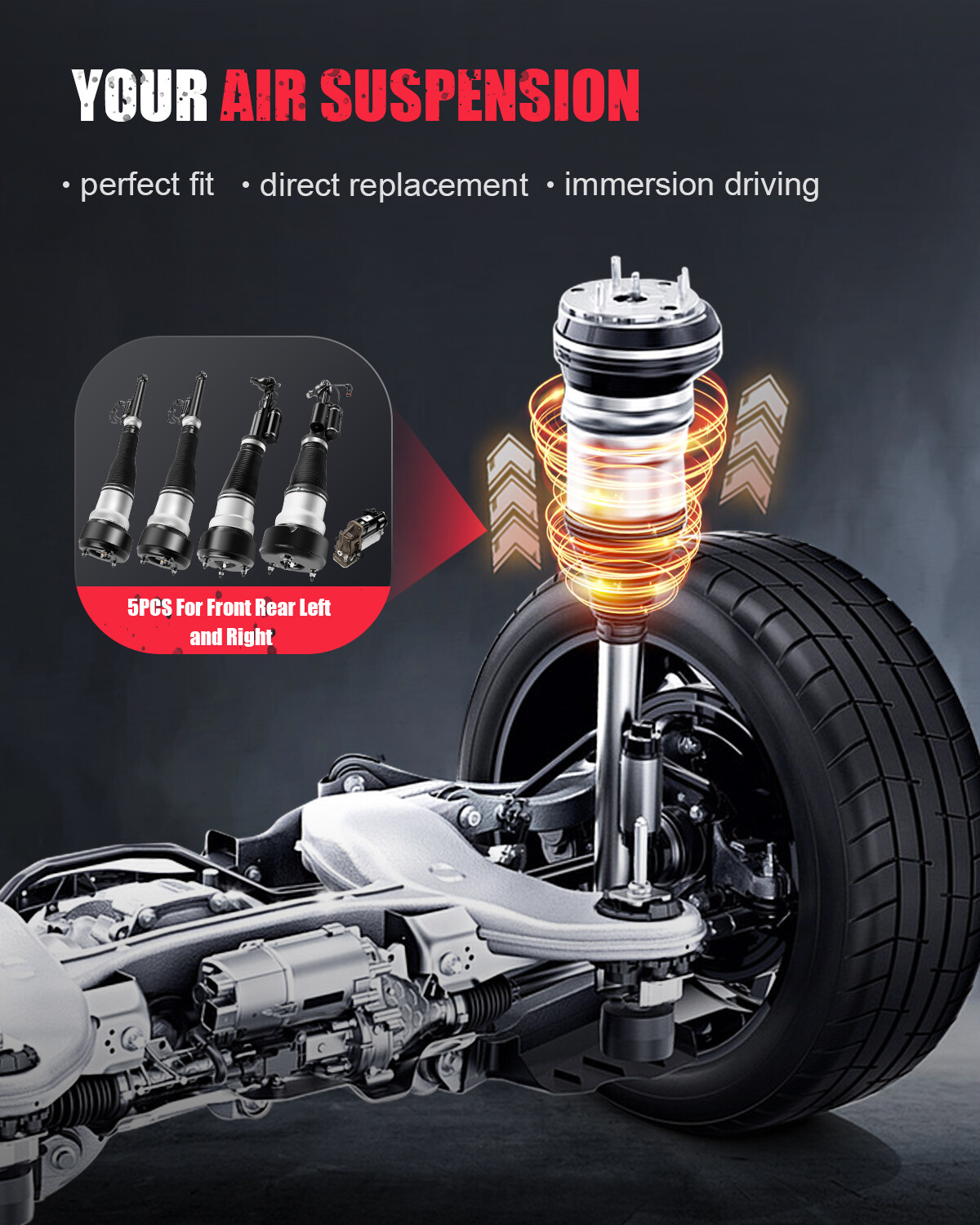 5* Rear Front Air Suspension Shocks Compressor For Mercedes W221 S500 ...