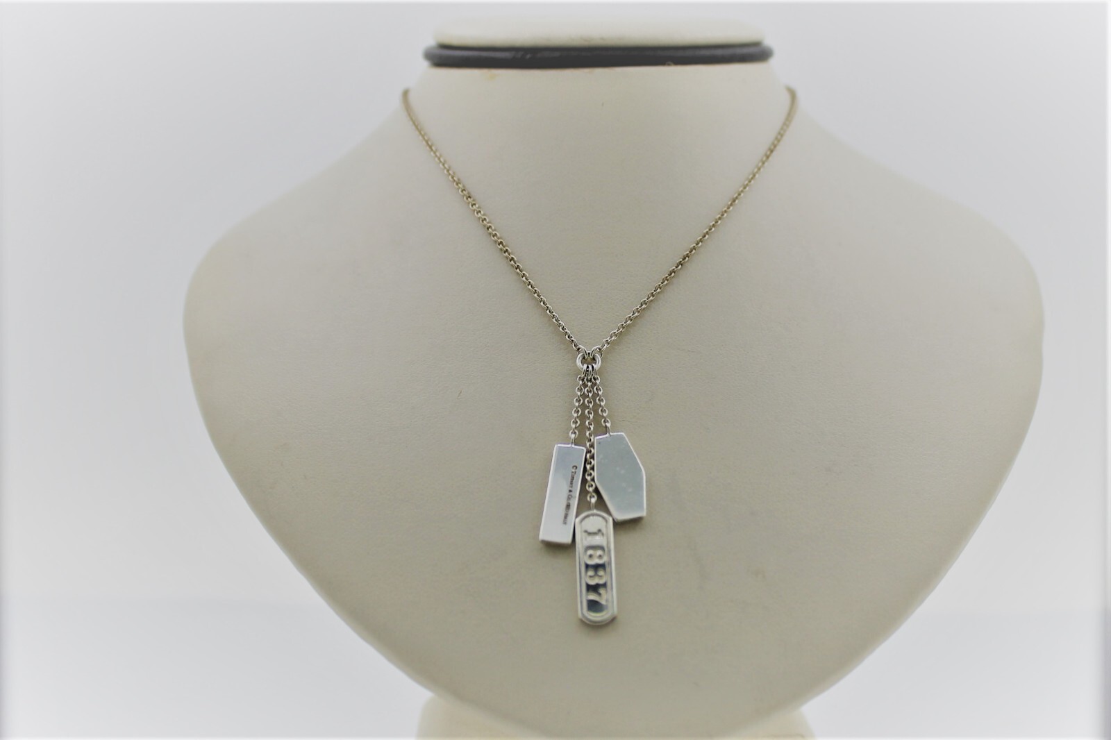 TIFFANY & CO 1837 TRIPLE 3 BAR ELEMENTS LARIAT DROP DANGLE PENDANT ...