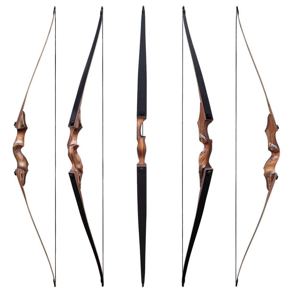 60 Inch Black Hunter Longbow 20-60 Lbs Archery Bow with Stringer Tool ...