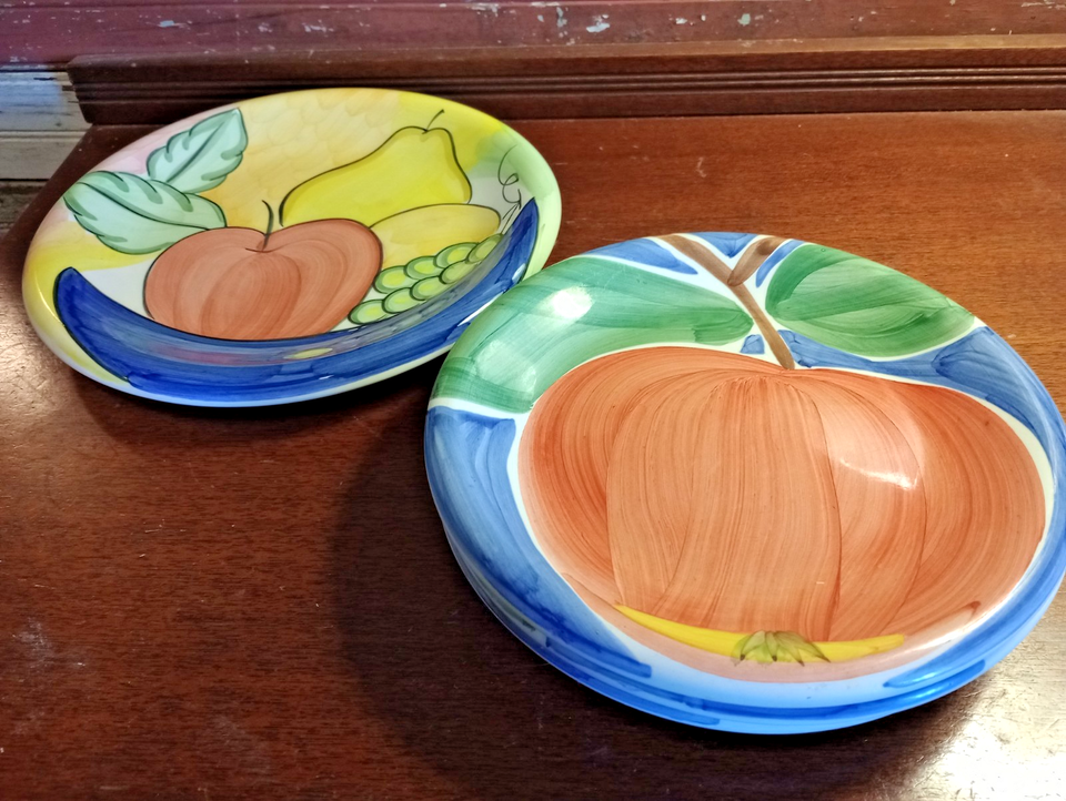 4 pc Bella Ceramica Dinner Plates Hand-Painted Fruit Design | eBay